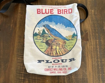 Blue Bird Flour Sack Tote Bag - Etsy