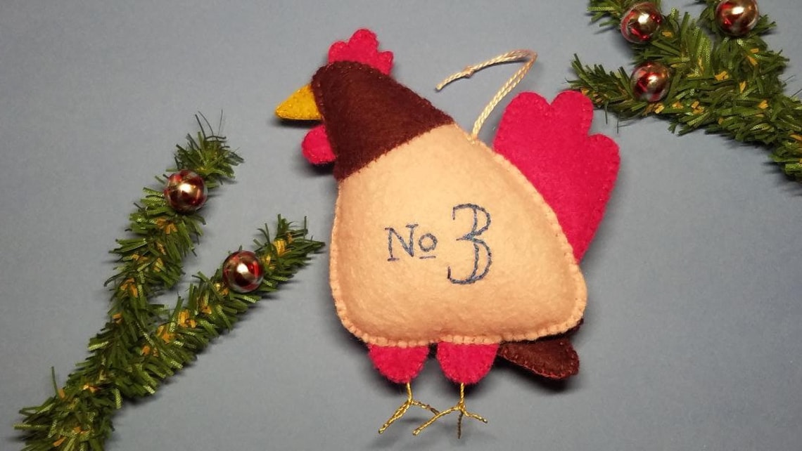 12 Days of Christmas 3 French Hen Ornament Pink or Gold | Etsy