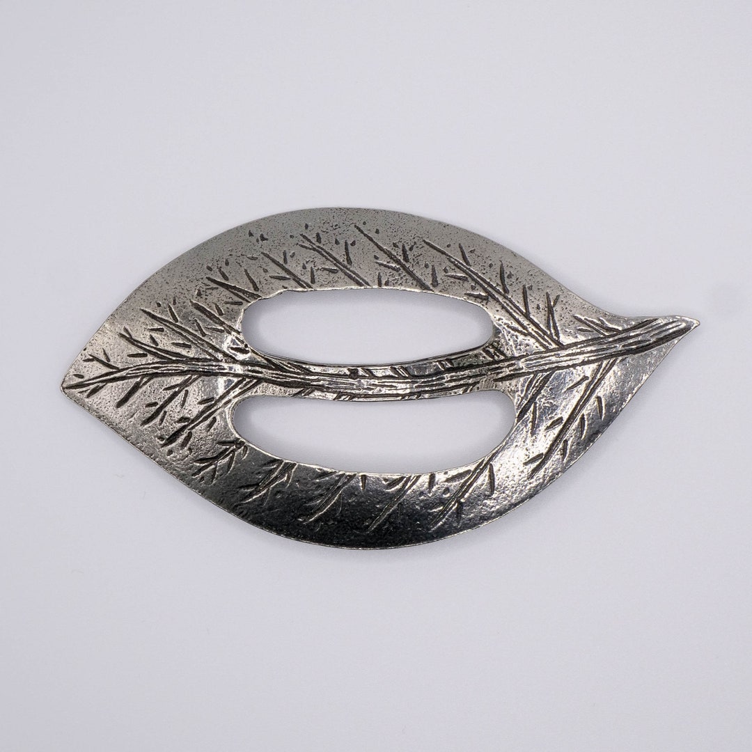 Leaf Scarf Ring, Traditional Pewter Finish, Designed and Handmade in ...