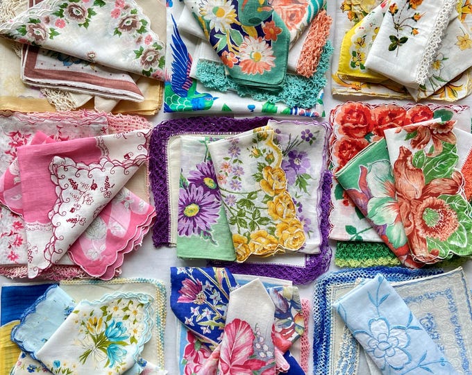 Vintage Handkerchief Bundles - You Choose, Spring Floral Hankies, Gift ...