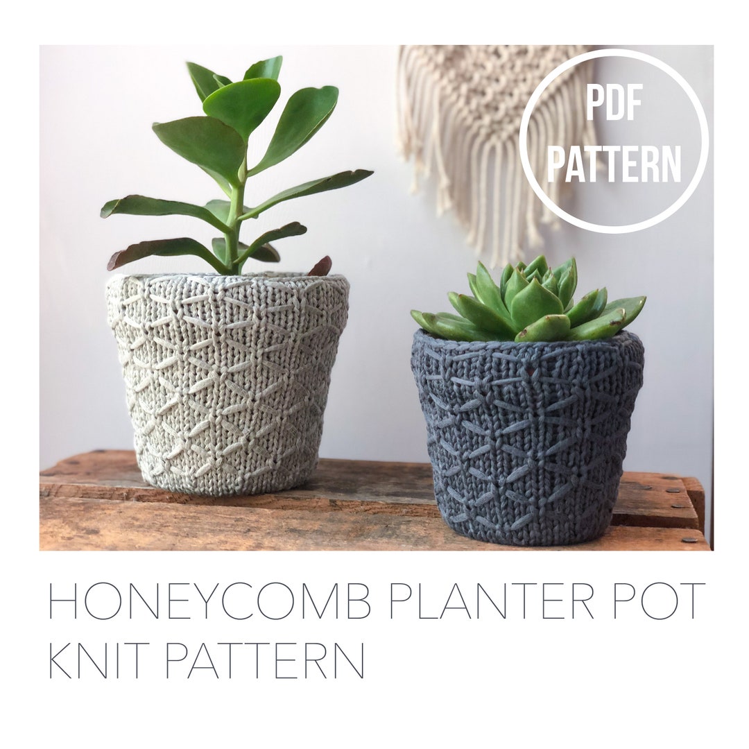 PDF Knit Pattern - Honeycomb Design Plant Pot Cozy - Instant Download ...