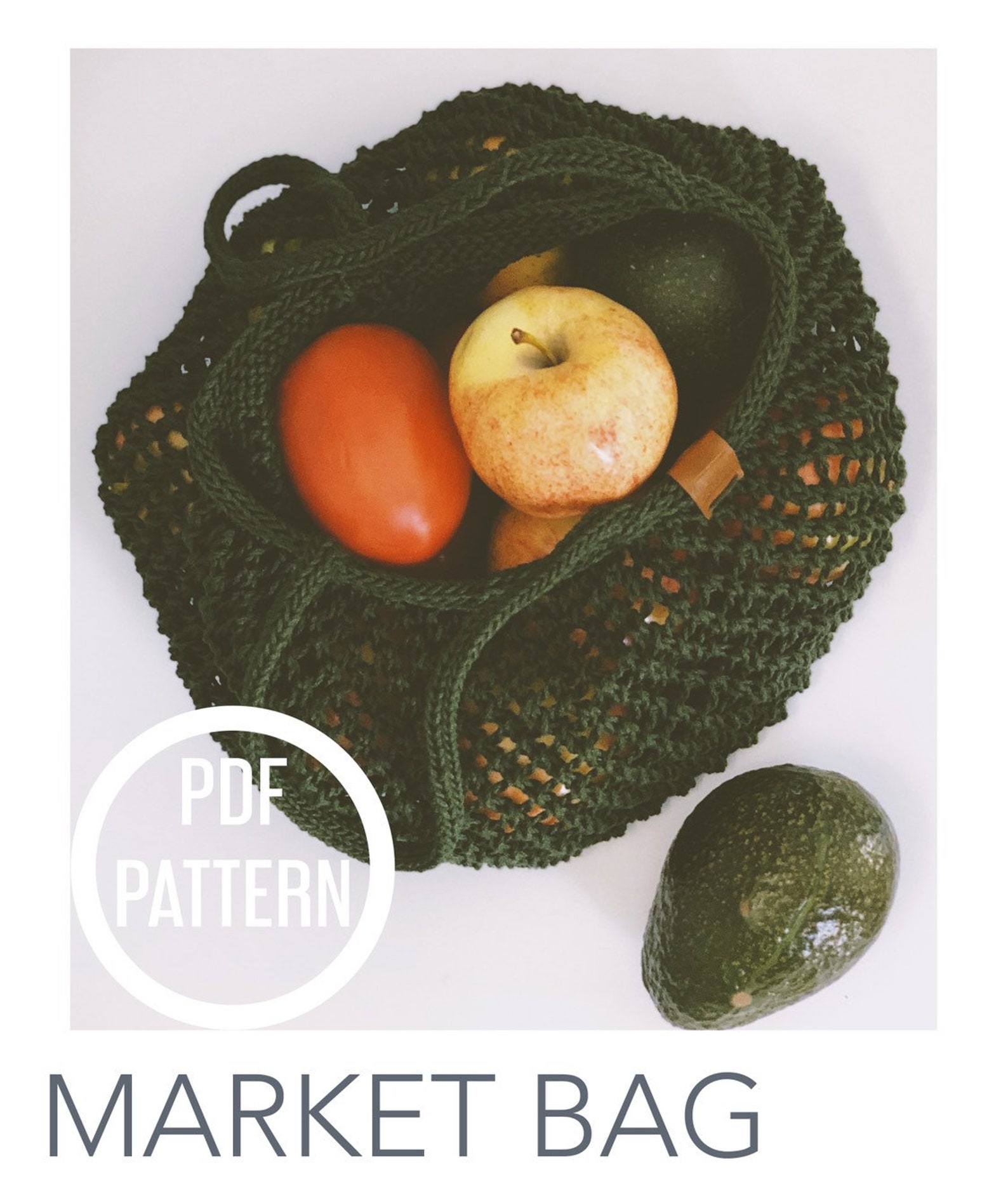 PDF Knit Pattern Market Bag Instant Download Produce | Etsy