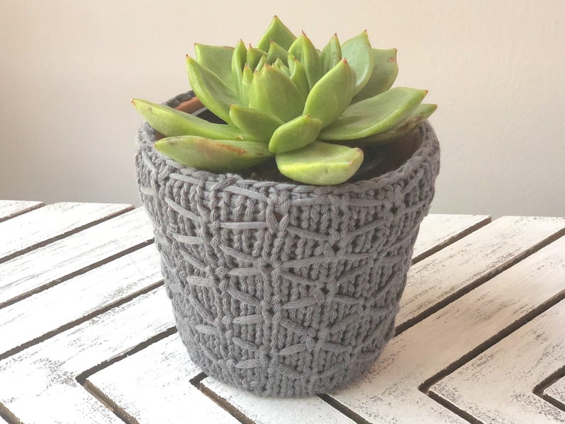 PDF Knit Pattern - Honeycomb Design Plant Pot Cozy - Instant Download ...