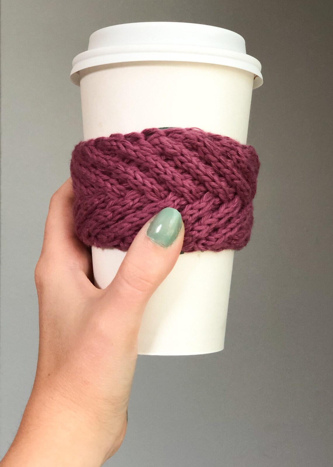 PDF Knitting Pattern Fishbone Knit Coffee Cup Sleeve - Etsy