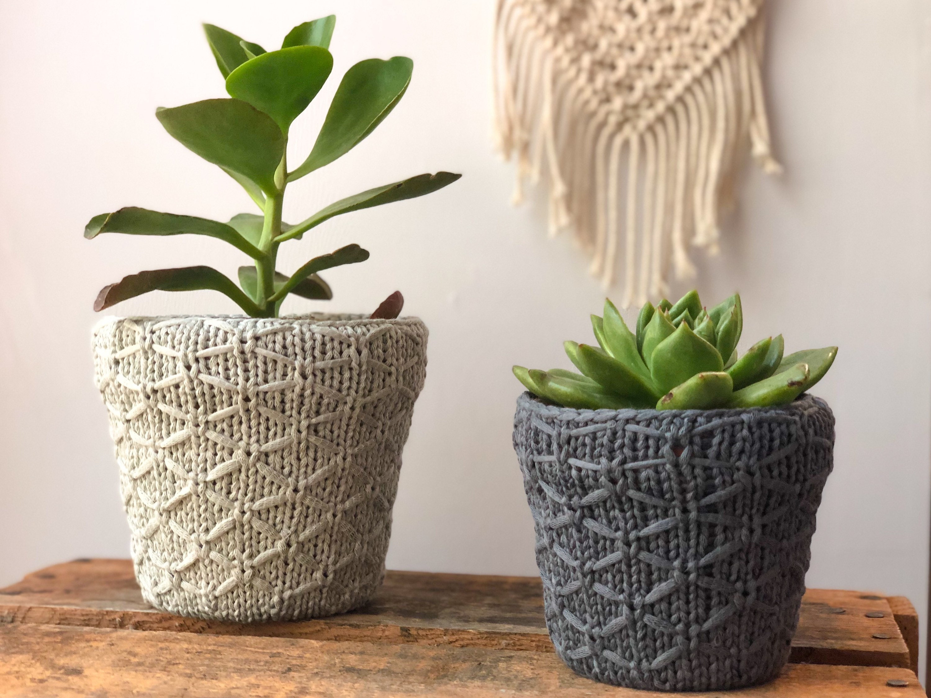 PDF Knit Pattern - Honeycomb Design Plant Pot Cozy - Instant Download ...