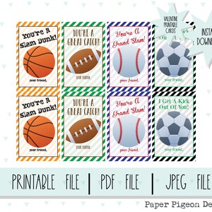 Sports DIY Valentine Cards, DIY Valentine Card, Printable Sports Card ...