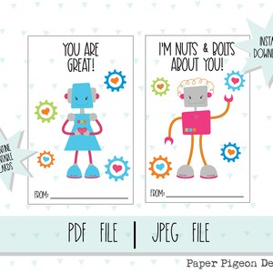 Robot DIY Valentine Cards, DIY Valentine Card, Printable Robot Card ...