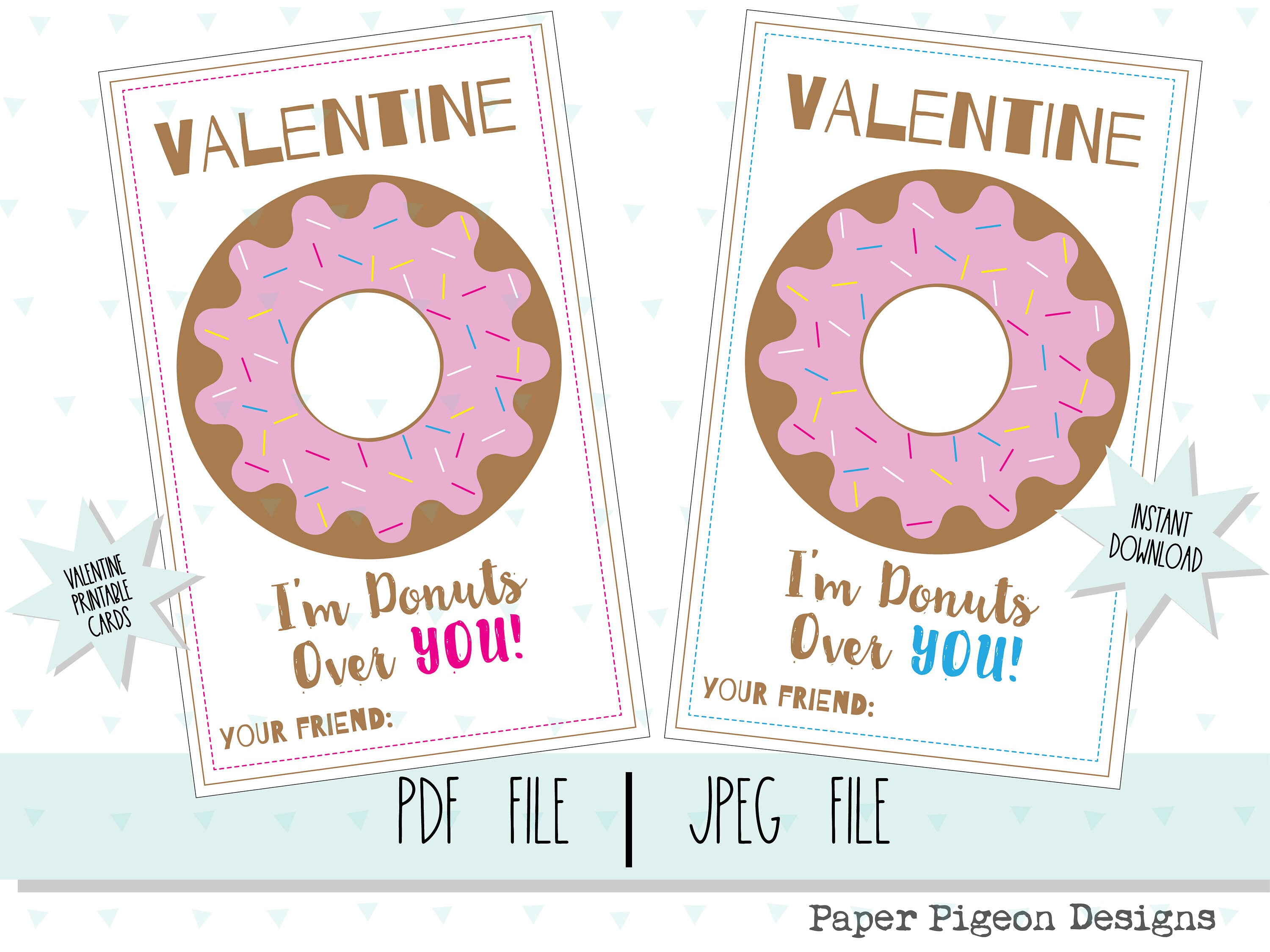 DIY Valentine Cards Donuts Valentine Cards Children Donut - Etsy