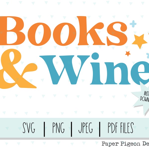 Books and Wine Svg - Etsy
