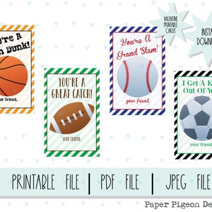 Sports DIY Valentine Cards, DIY Valentine Card, Printable Sports Card ...