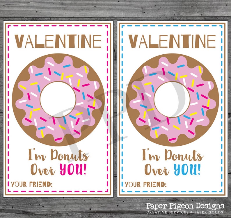 DIY Valentine Cards Donuts Valentine Cards Children Donut | Etsy