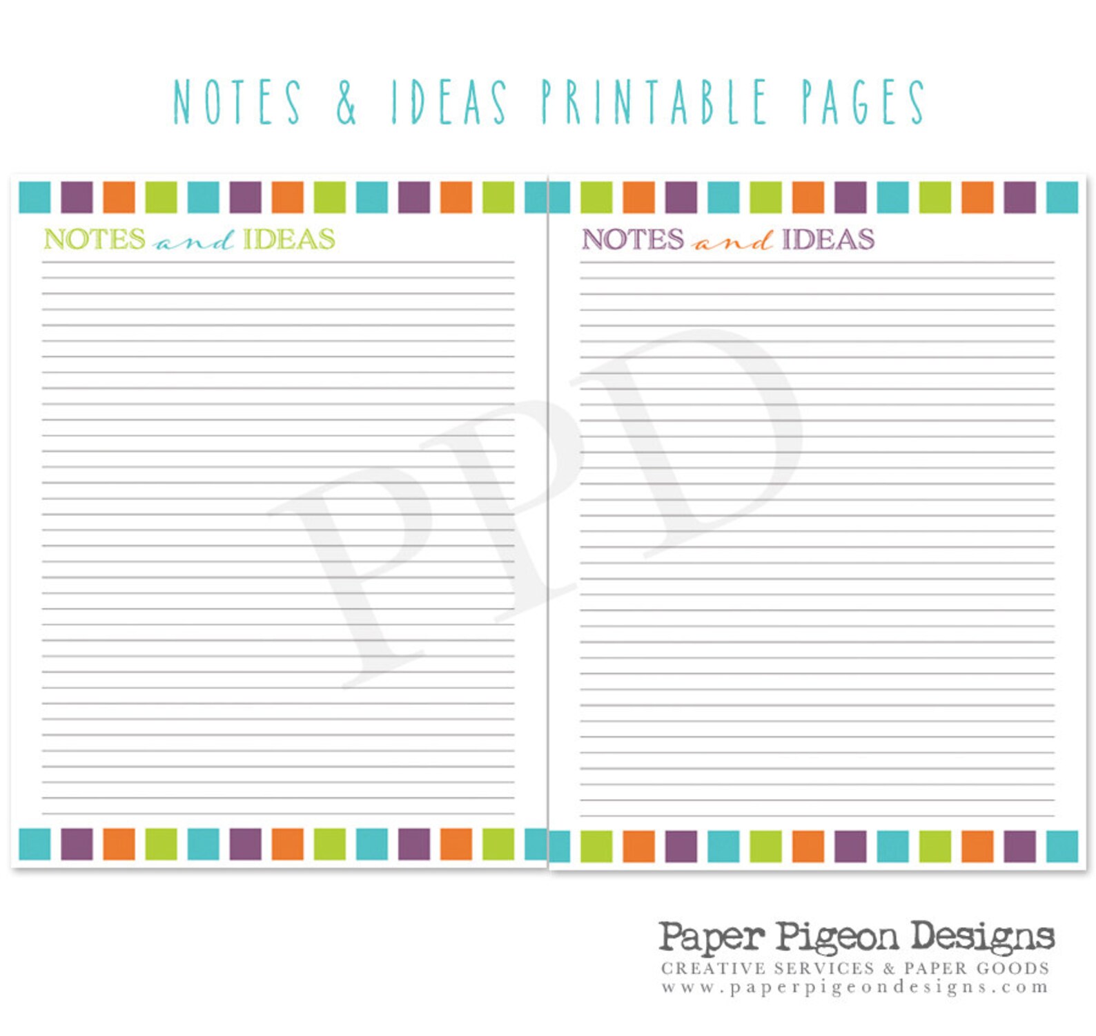 Notes and Ideas Printable Planner Pages 8.5 X 11 Letter Size | Etsy