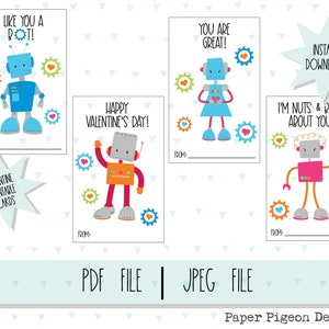 Robot DIY Valentine Cards, DIY Valentine Card, Printable Robot Card ...