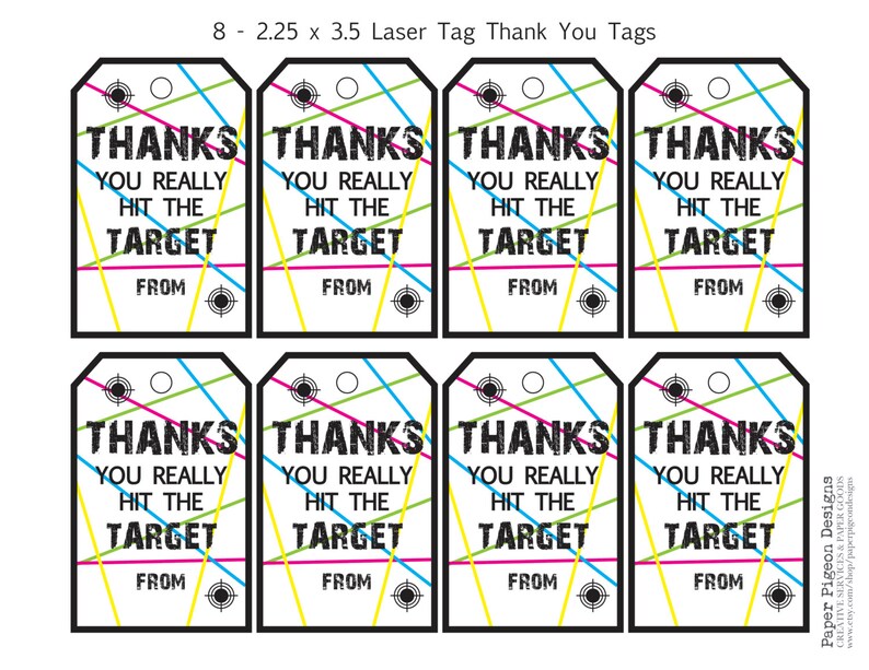 Laser Tag Party Instant Download Tags Laser Tag Printable - Etsy
