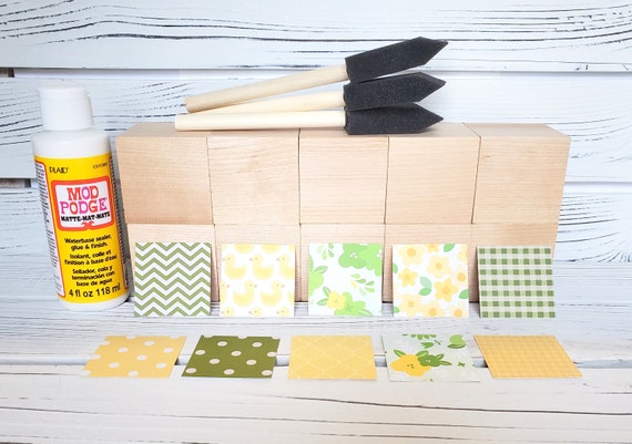 Wood Blocks DIY Baby Blocks Gender Neutral Yellow and | Etsy