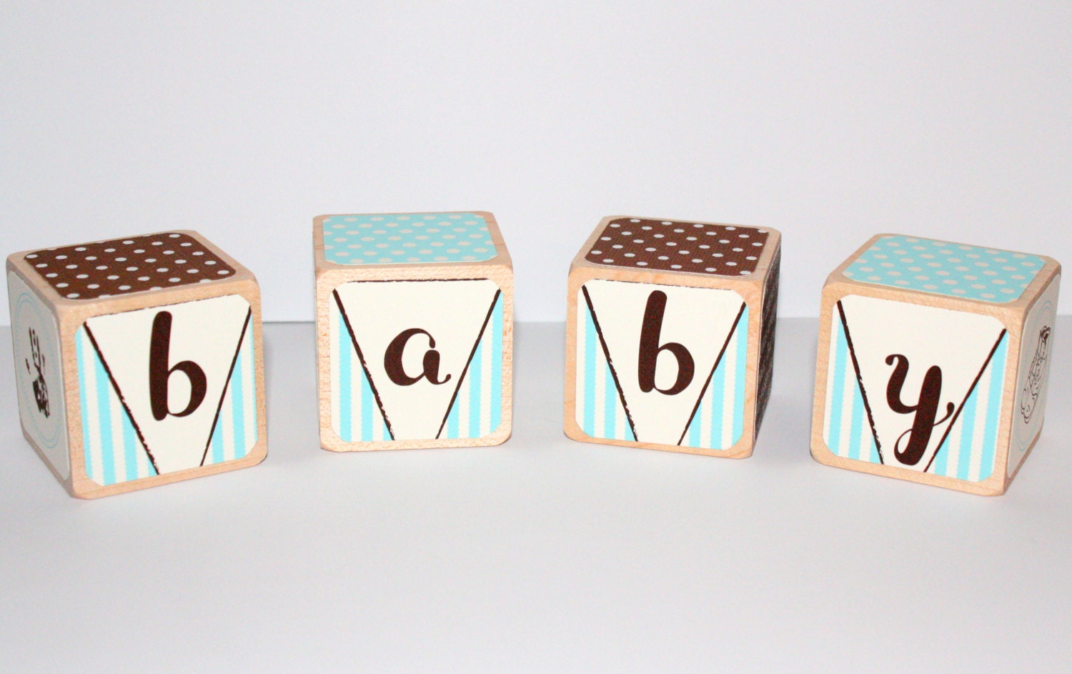Shabby Chic Wooden Baby Blocks - Baby Boy Nursery - Baby Shower Decor ...