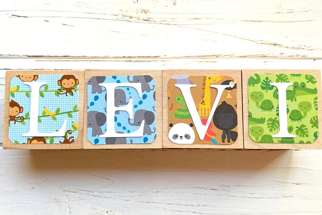 Personalized Wooden Name Baby Blocks - Letter Blocks - Baby Shower Gift ...