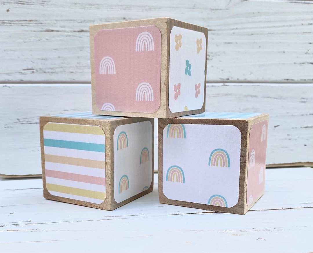 Boho Nursery - Rainbows - Wood Blocks - Baby Girl - Nursery Room Decor ...