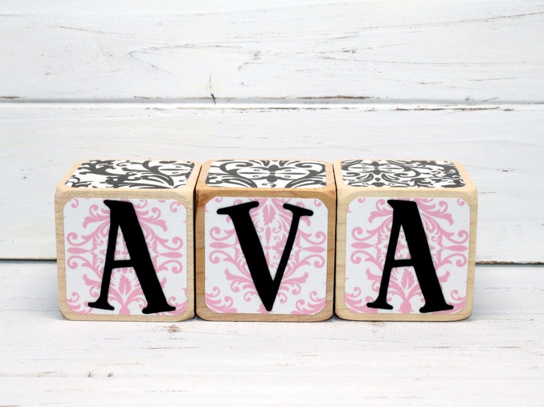 Baby Name Blocks Wood Blocks Personalized Letters Black | Etsy