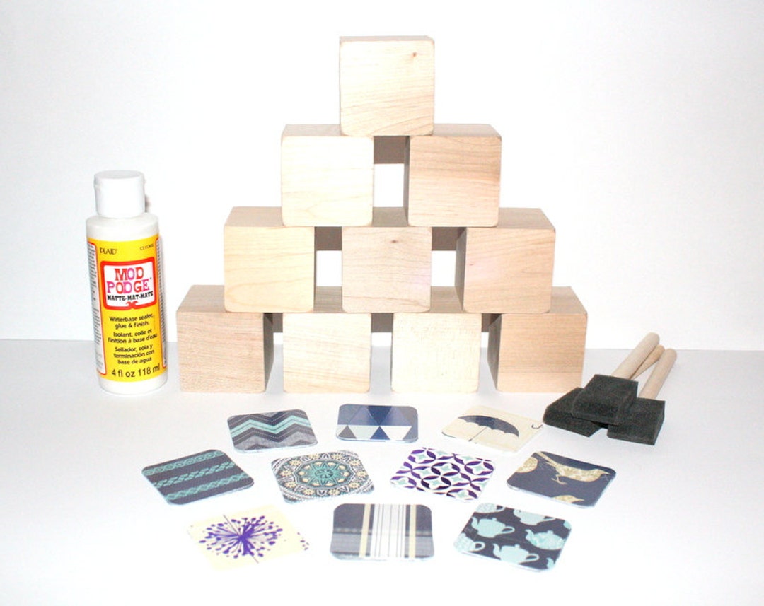 DIY Baby Shower Craft - Wooden Baby Blocks - Blue Nursery - Chevron ...