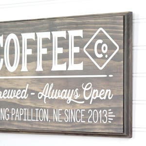 Personalized Coffee Shop Farmhouse Retro Style Wood Sign. 3 Sizes 9 ...