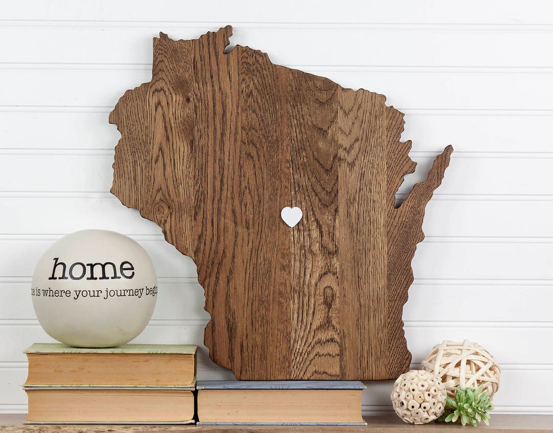 Wisconsin State Shape Wood Sign Cutout Wall Art. Modern Rustic ...