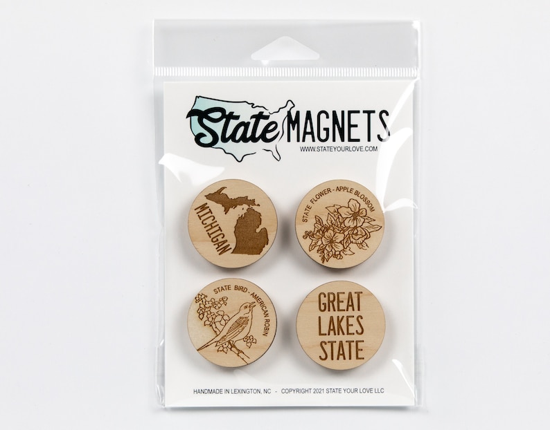 Michigan State Engraved Wood Magnets Set of 4 State Pride - Etsy