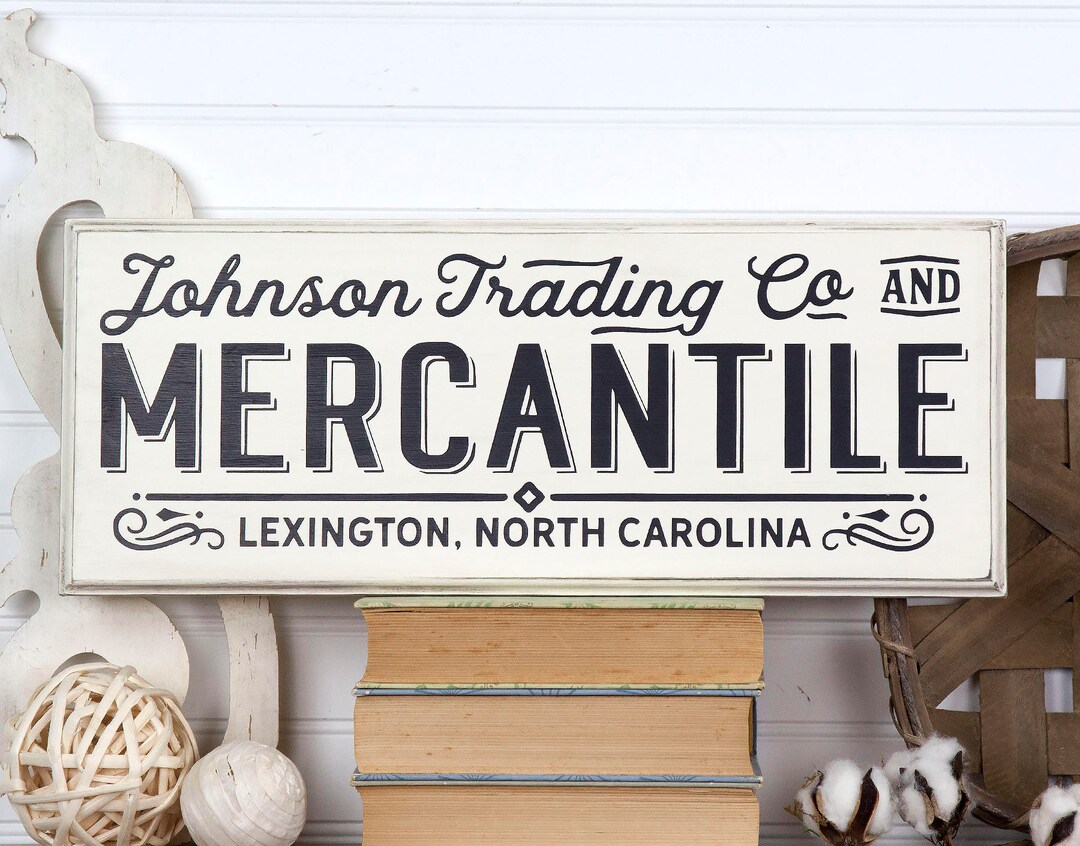 Personalized Mercantile Trading Company Farmhouse Retro Style Wood Sign ...