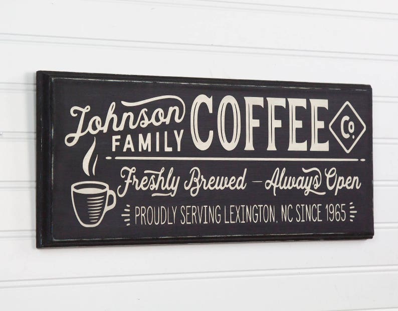 Personalized Coffee Shop Farmhouse Retro Style Wood Sign. 3 - Etsy