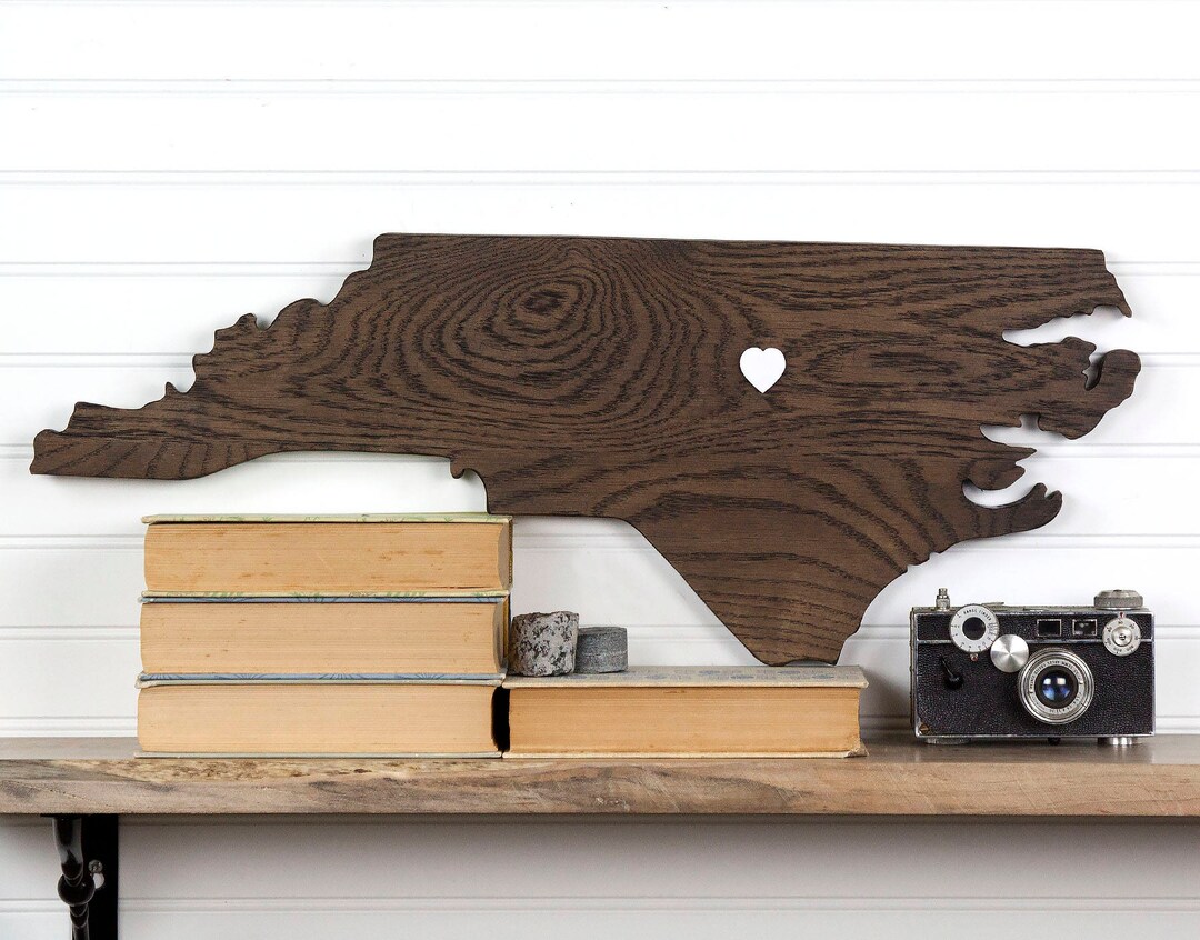 North Carolina State Shape Wood Sign Cutout Wall Art. Modern Rustic ...
