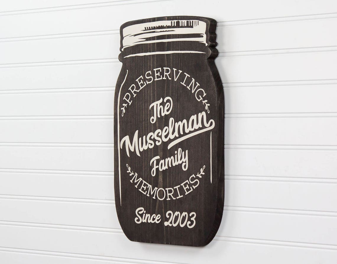 Personalized Mason Jar Shape Farmhouse Style Wood Cutout Sign - Etsy
