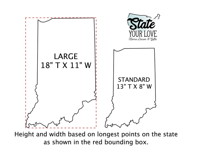 Indiana State Shape Wood Sign Cutout Wall Art. Modern Rustic, Farmhouse ...