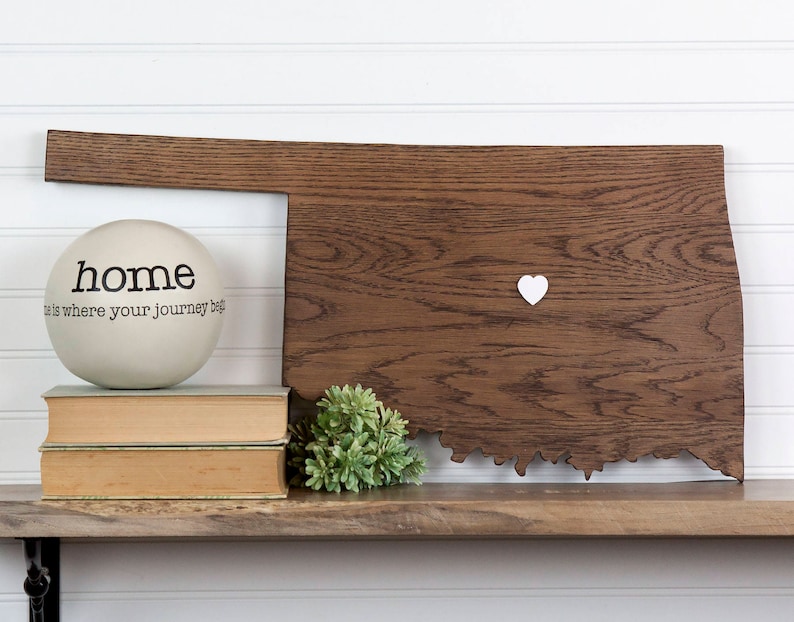 Oklahoma State Shape Wood Sign Cutout Wall Art. Modern Rustic - Etsy