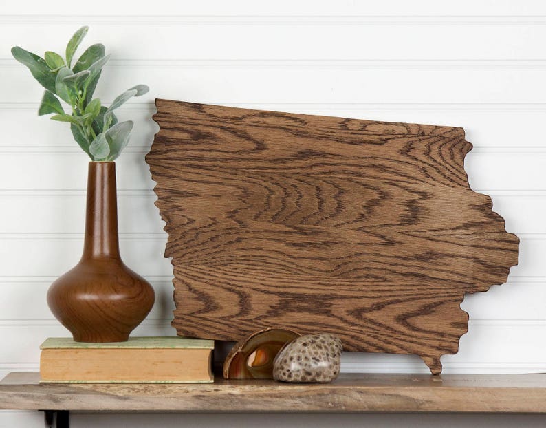 Iowa State Shape Wood Sign Cutout Wall Art. Modern Rustic | Etsy