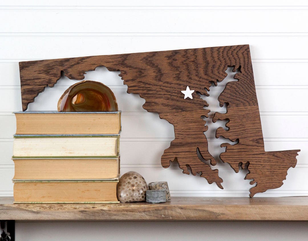 Maryland State Shape Wood Sign Cutout Wall Art. Modern Rustic ...