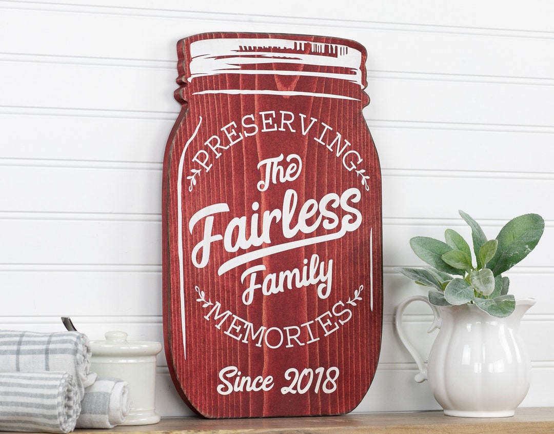 Personalized Mason Jar Shape Wood Cutout Sign Wall Art. Farmhouse Retro ...