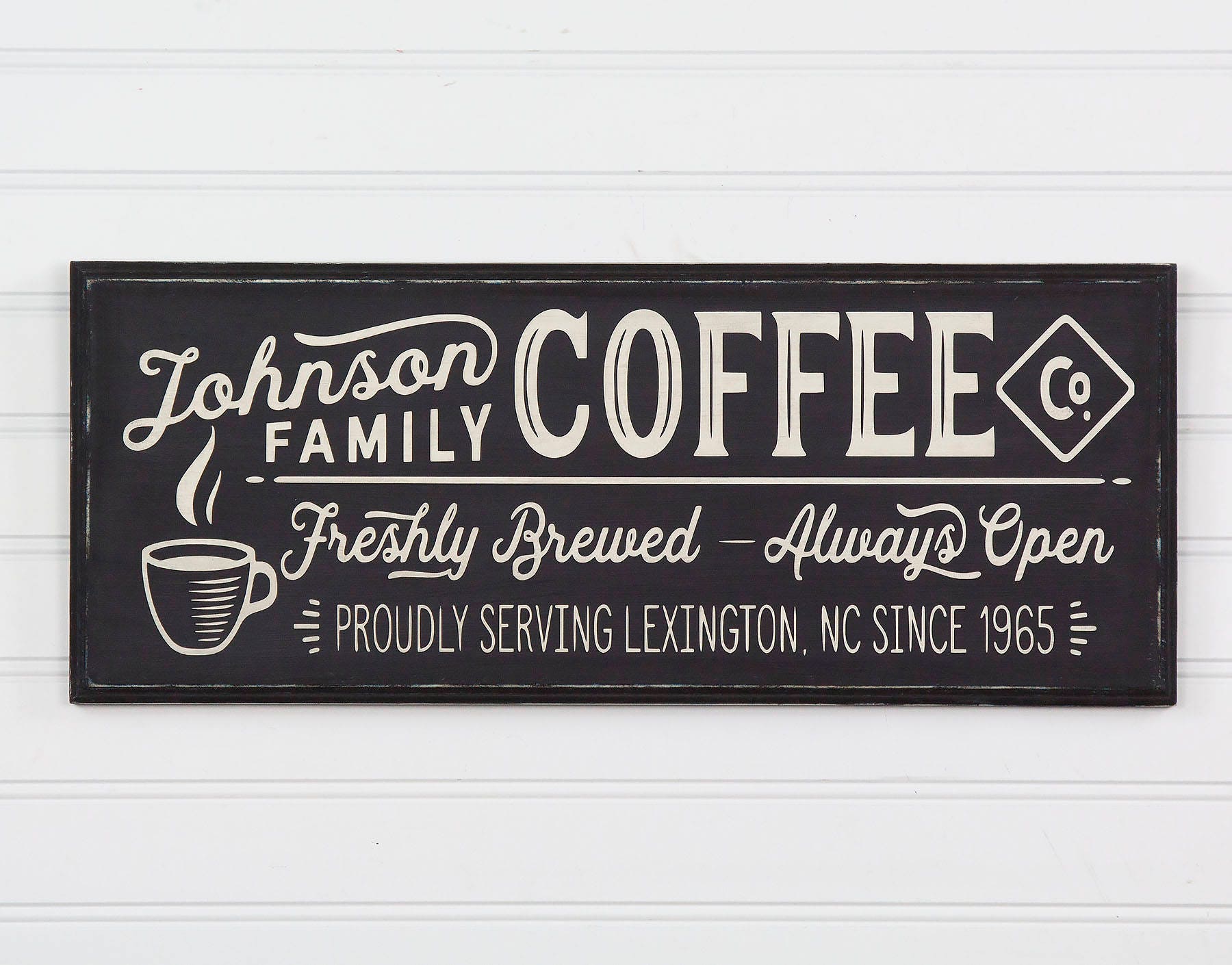 Personalized Coffee Shop Farmhouse Retro Style Wood Sign. 3 Sizes 9 ...