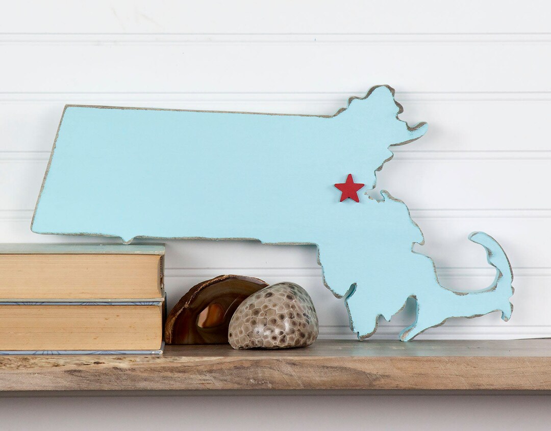 Massachusetts Home State Wood Sign Cutout Silhouette Wall Art ...