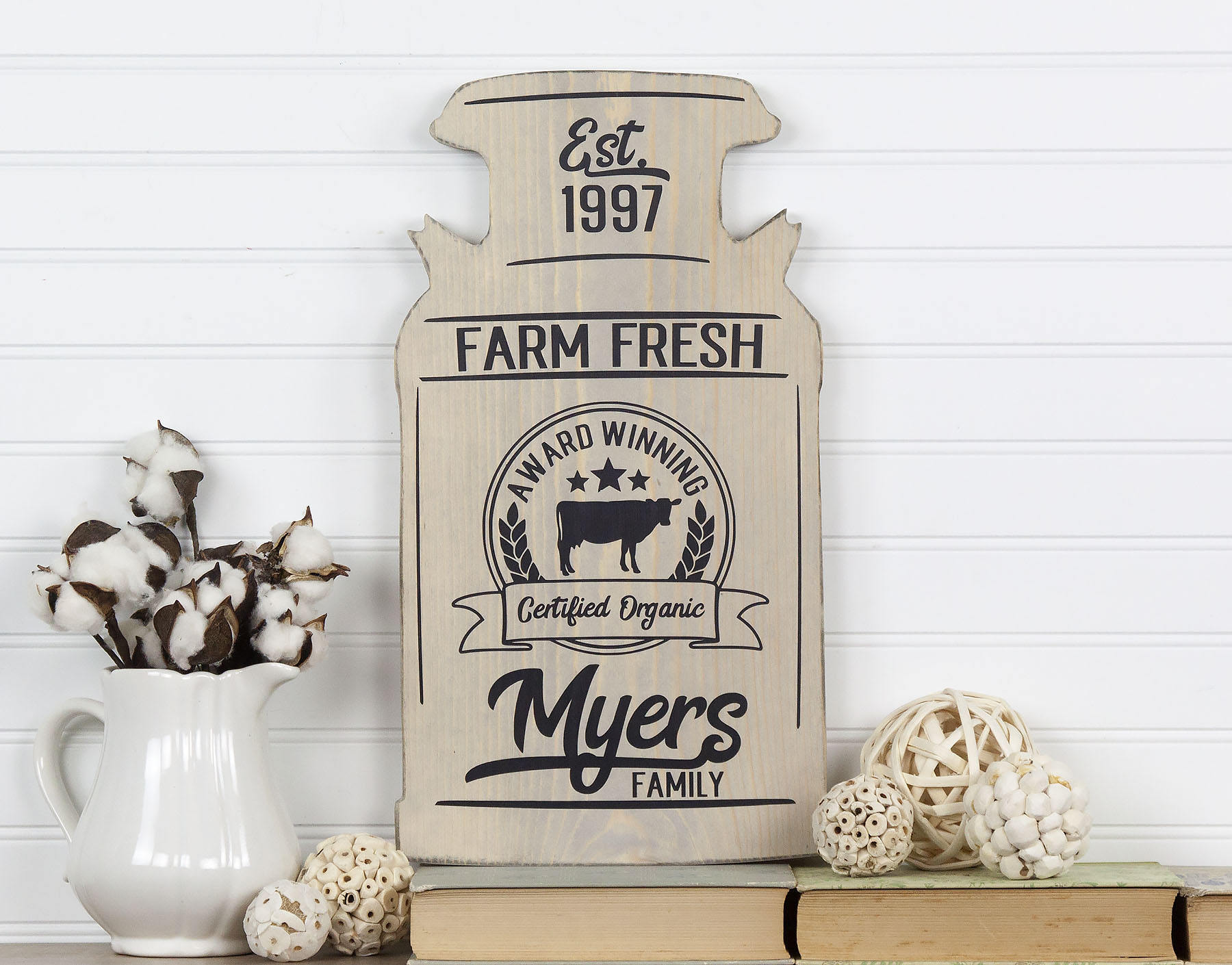 Personalized Milk Can Shape Farmhouse Style Wood Cutout Sign. | Etsy