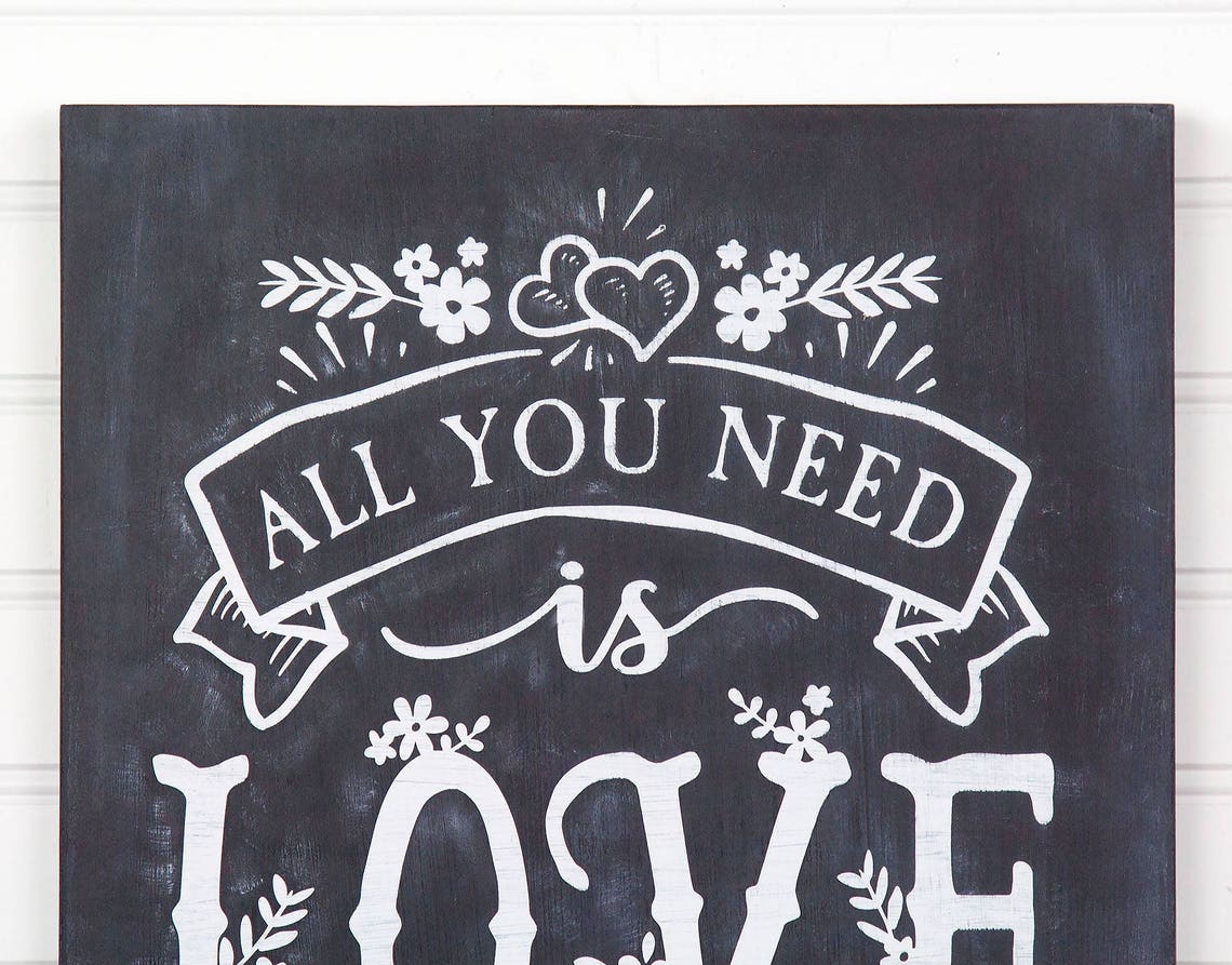 Love is All You Need Chalkboard Style Painted Wood Sign Wall | Etsy