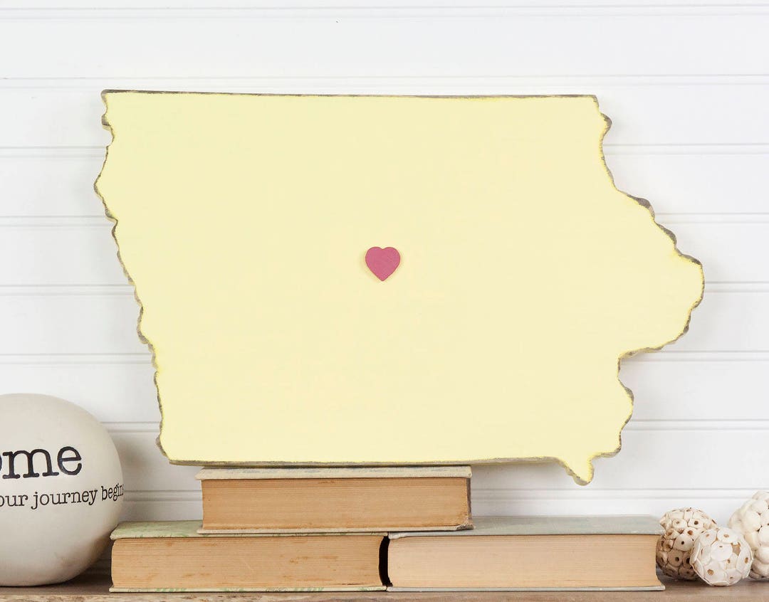 Iowa Home State Wood Sign Cutout Silhouette Wall Art Personalized With ...