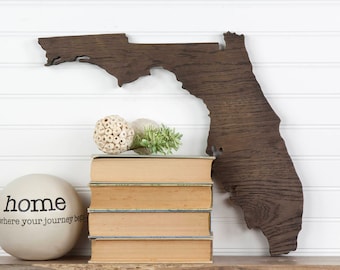 Florida State Shape Wood Sign Cutout Wall Art. Modern Rustic | Etsy