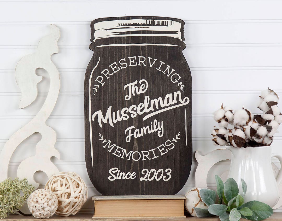Personalized Mason Jar Shape Farmhouse Style Wood Cutout Sign Wall Art ...