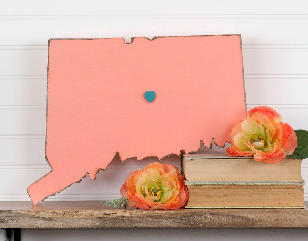 Connecticut Home State Wood Sign Cutout Silhouette Wall Art ...