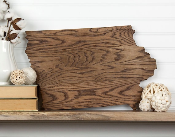 Iowa State Shape Wood Sign Cutout Wall Art. Modern Rustic | Etsy