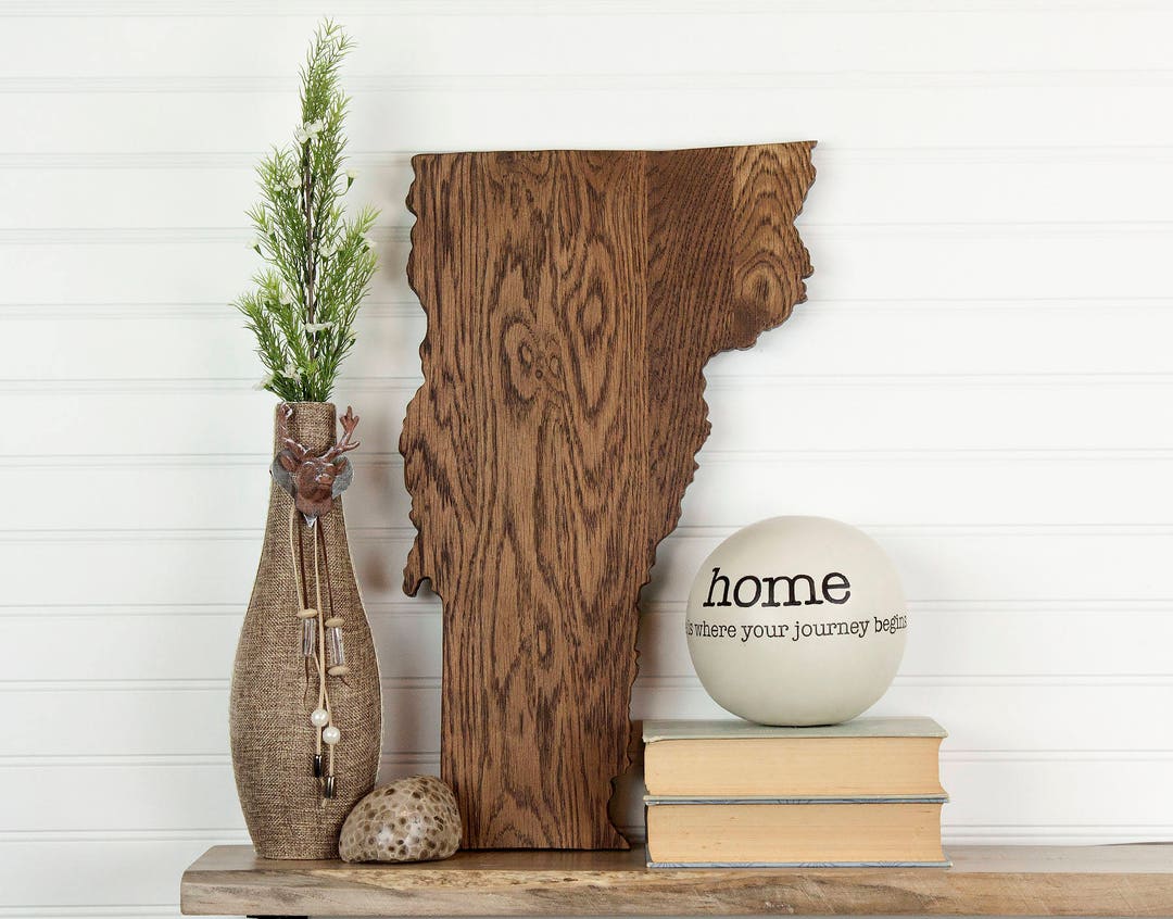Vermont State Shape Wood Sign Cutout Wall Art. Modern Rustic Farmhouse ...