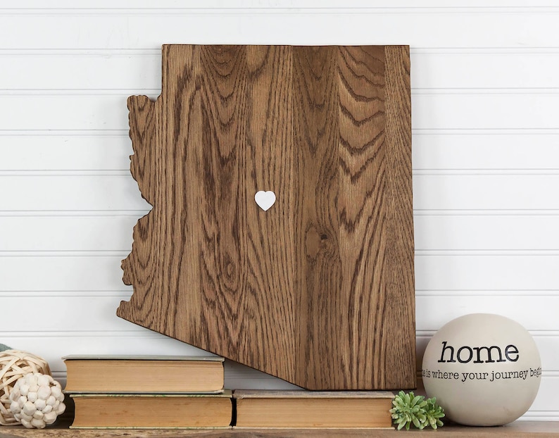Arizona State Shape Wood Sign Cutout Wall Art. Modern Rustic - Etsy