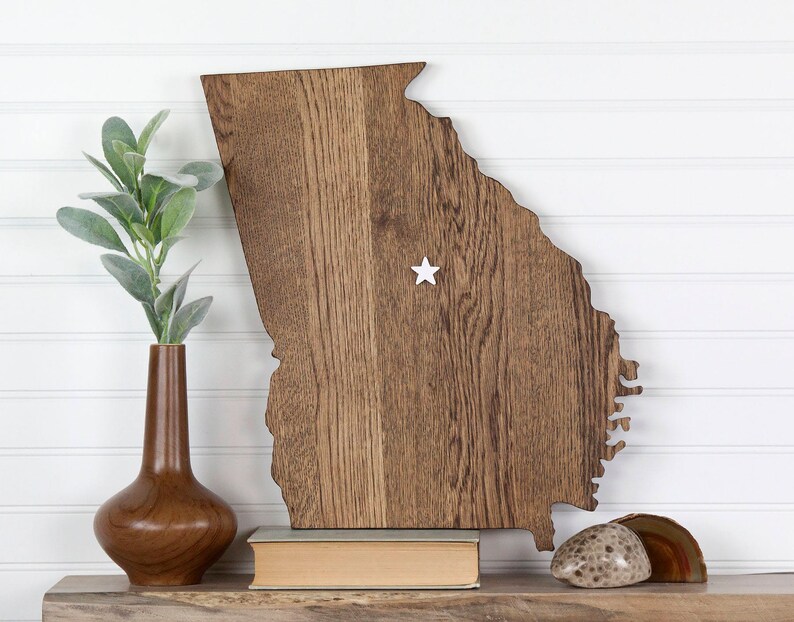 Georgia State Shape Wood Sign Cutout Wall Art. Modern Rustic - Etsy
