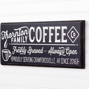 Personalized Coffee Shop Farmhouse Retro Style Wood Sign. 3 Sizes 9 ...