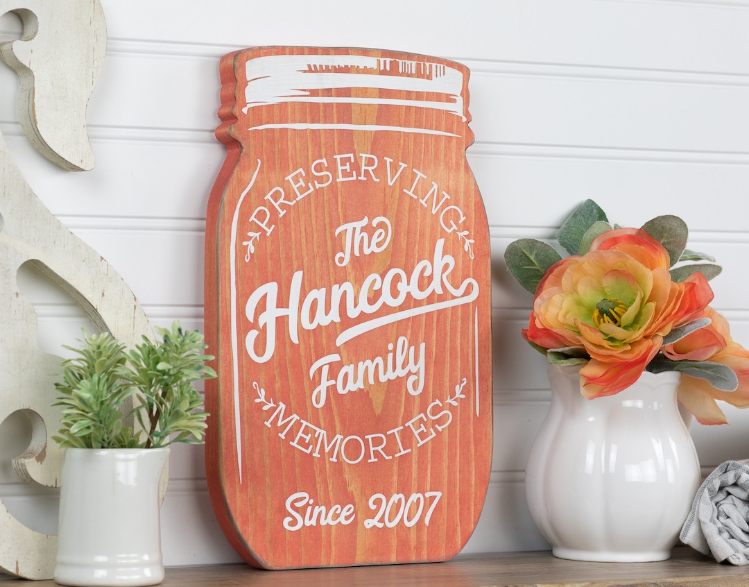 Personalized Mason Jar Shape Wood Cutout Sign Wall Art. Country Kitchen ...